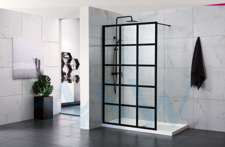 Fully Framed Shower Screen Panel Black Frame 6 Sections 6mm 2000H with ...