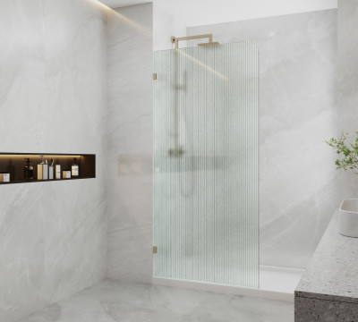 Frameless Shower Screen Fluted Glass Arched Fixed 2200H with Brackets ...