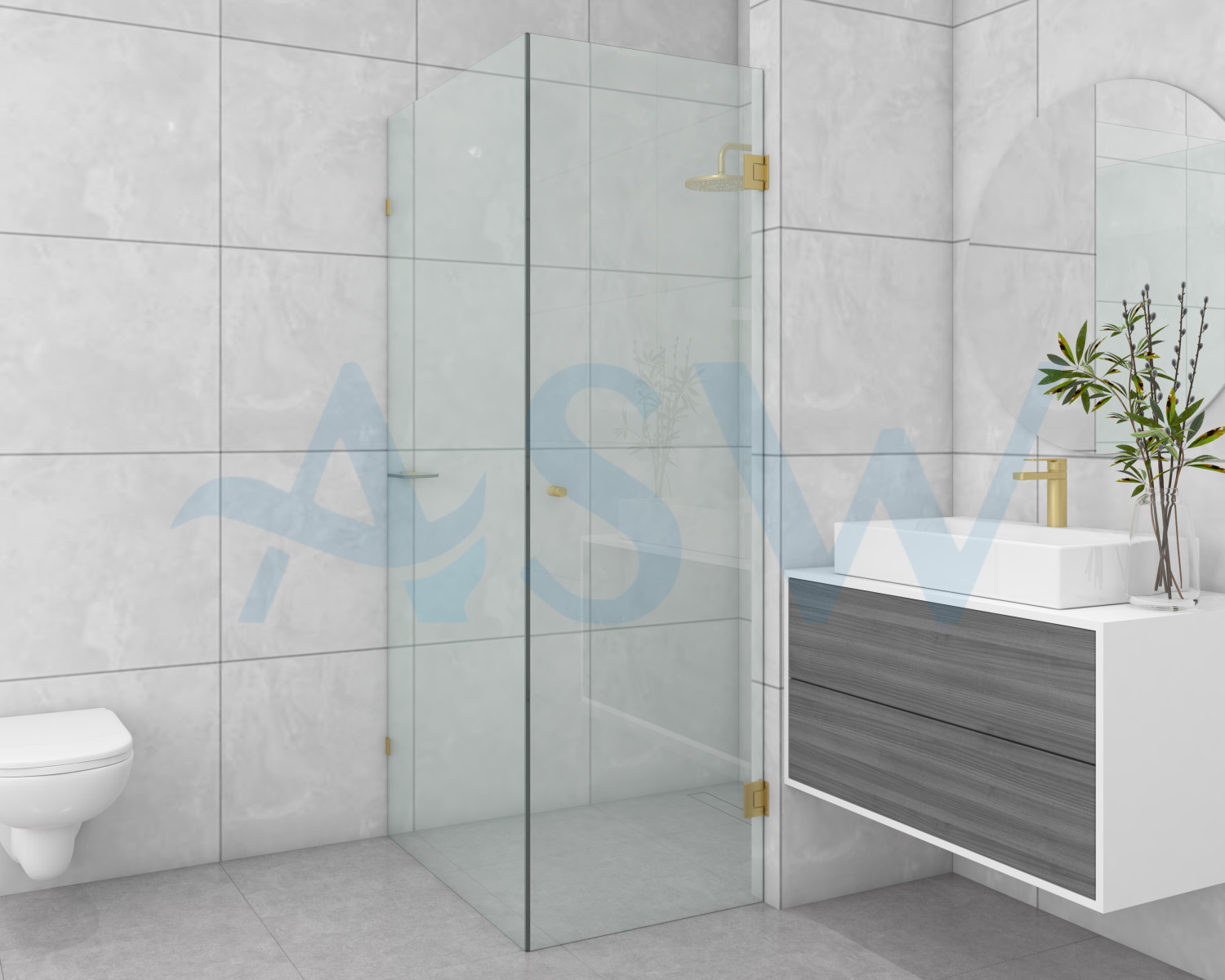 Frameless Glass Shower Door And Wall