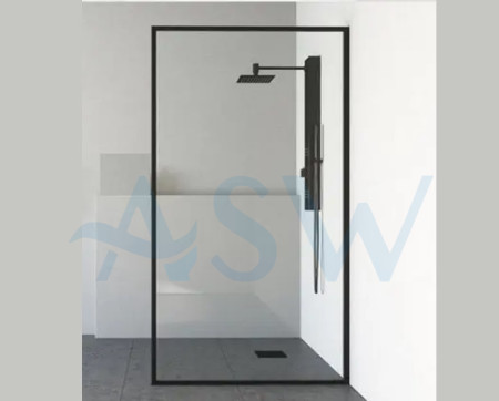 Fully Framed Shower Screen Panel Black Frame 6 Sections 6mm 2000H with ...