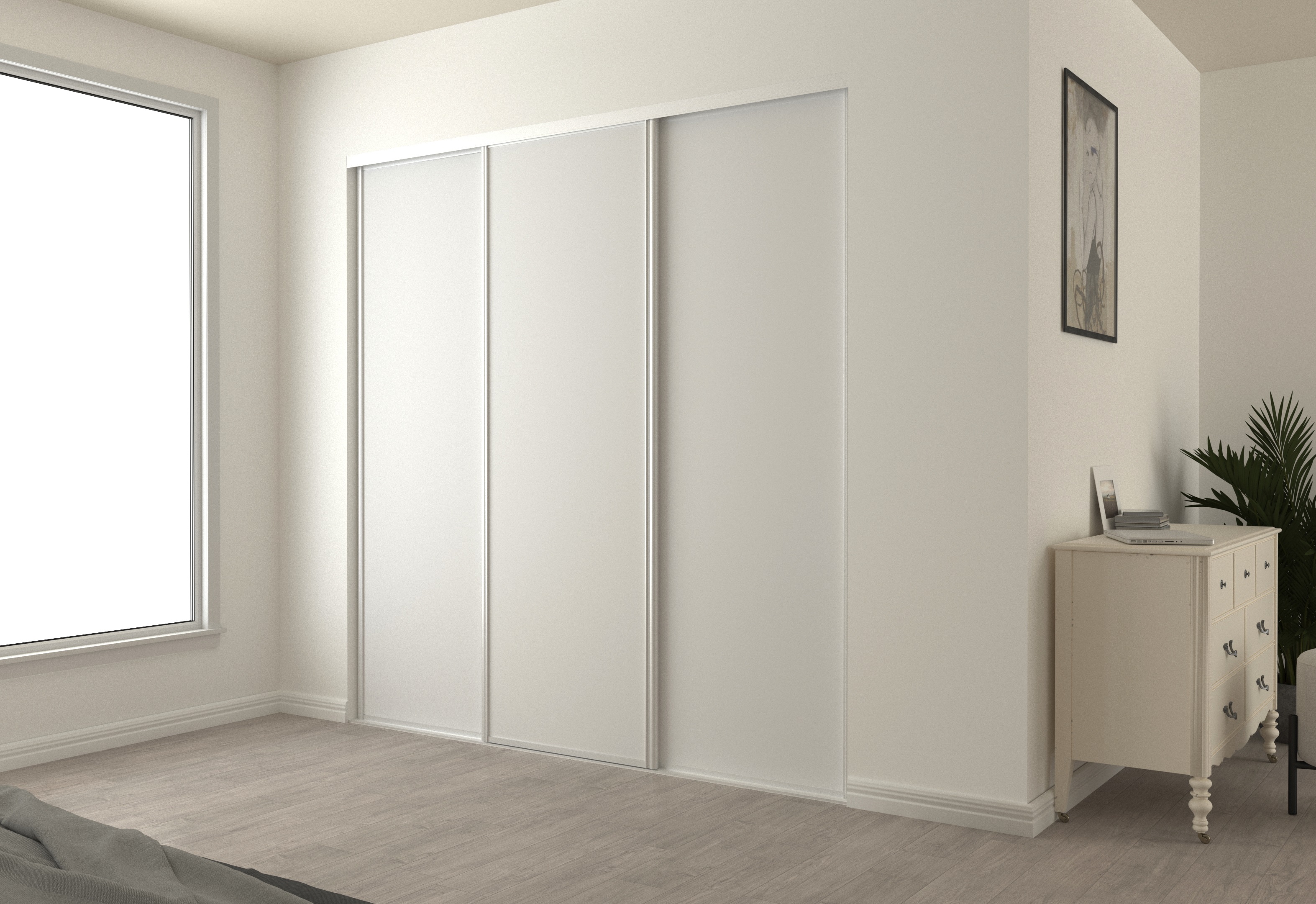 Fully Framed Sliding Wardrobe Doors 9mm Melamine board with White ...