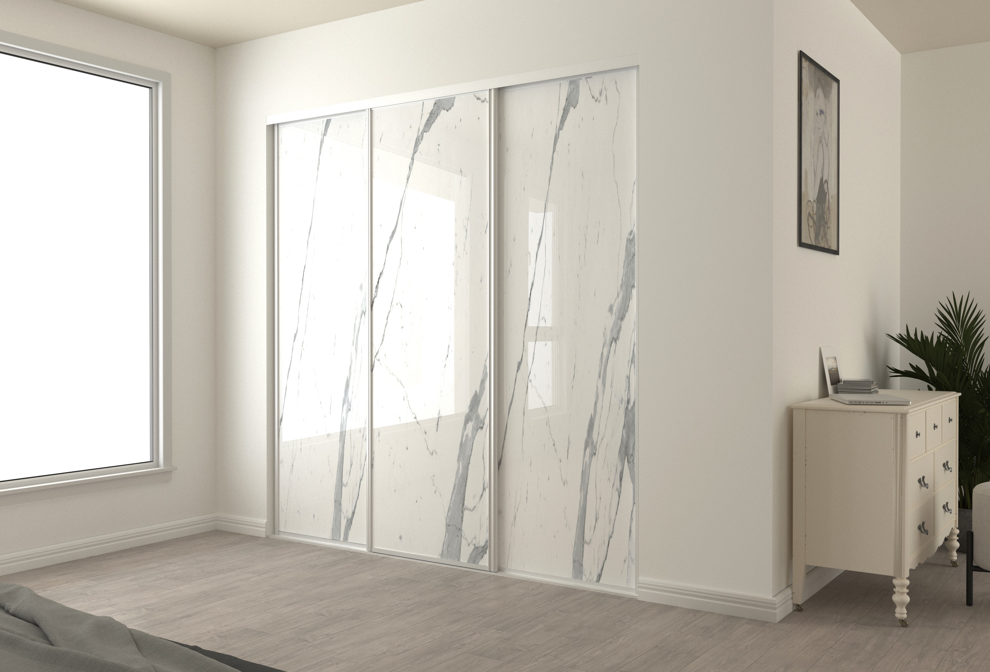 Fully Framed Sliding Wardrobe Doors Textured Marble Finish: buy at the ...
